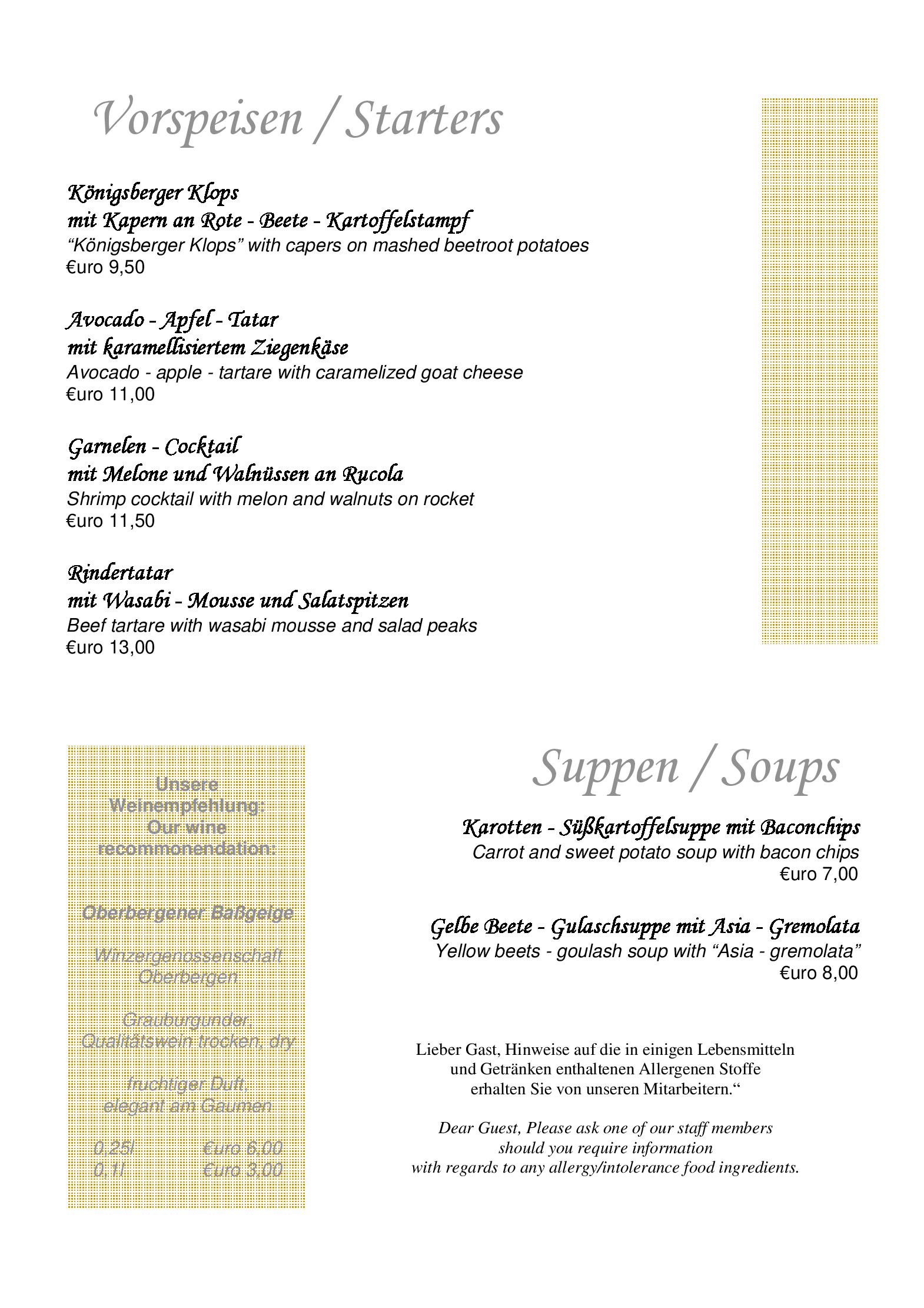 Speisekarte - Restaurant Maritim Hotel am Schlossgarten in Fulda ...